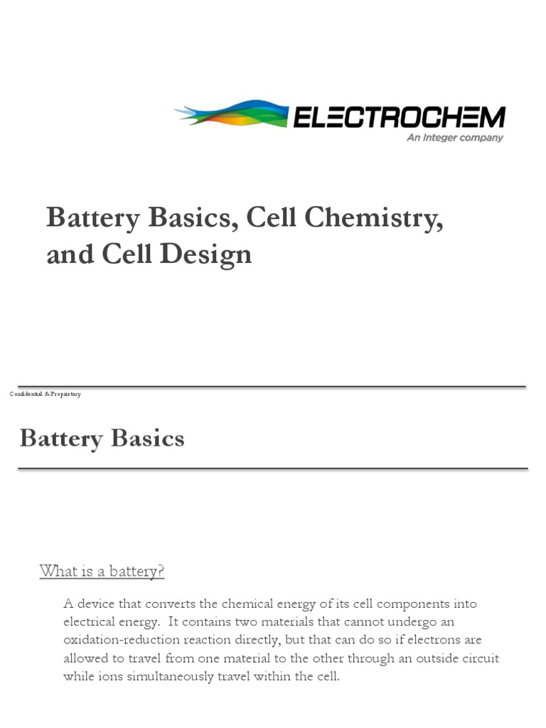Primary Battery Basics Cell Chemistry and Cell Design | PDF ...