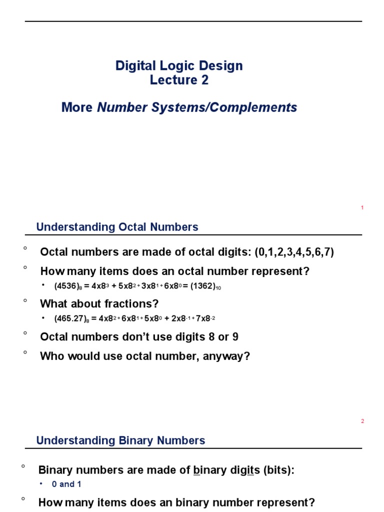 Digital Logic Design More Number Systems/Complements | PDF | Lexicology ...