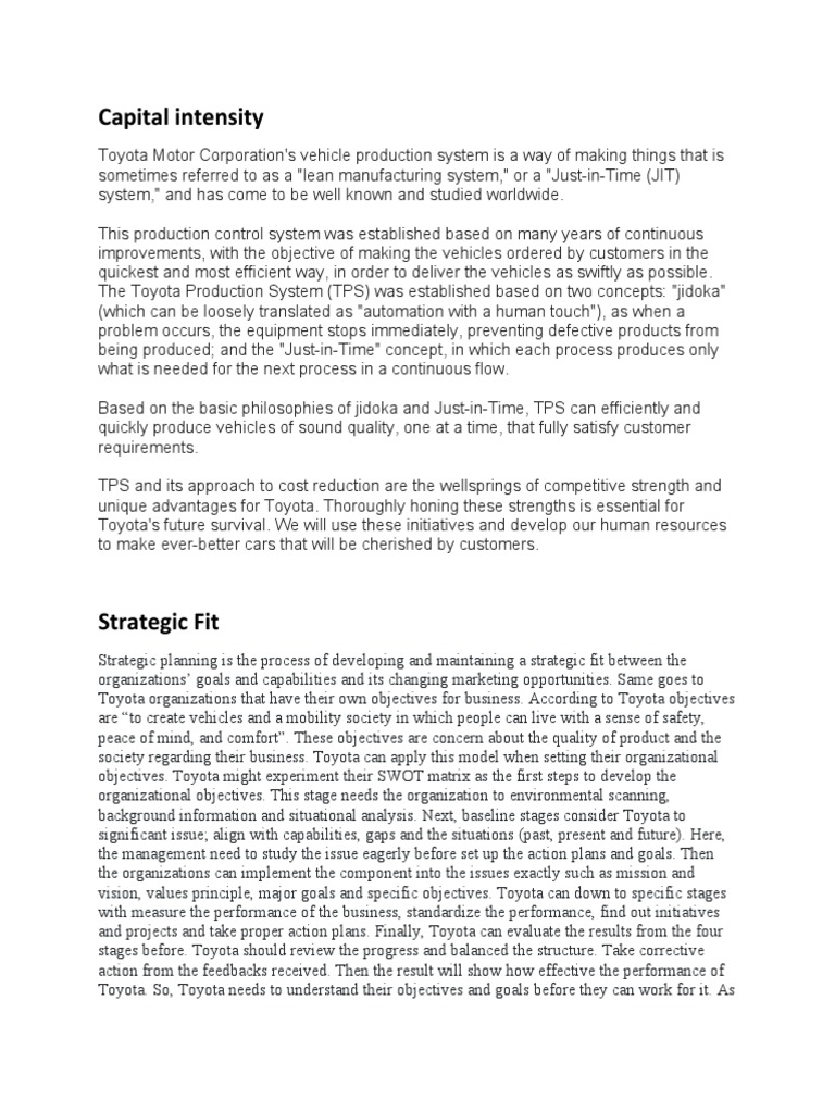Capital Intensity | Download Free PDF | Toyota | Marketing