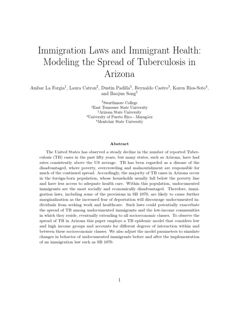 Immigration Laws and Immigrant Health: Modeling The Spread of ...
