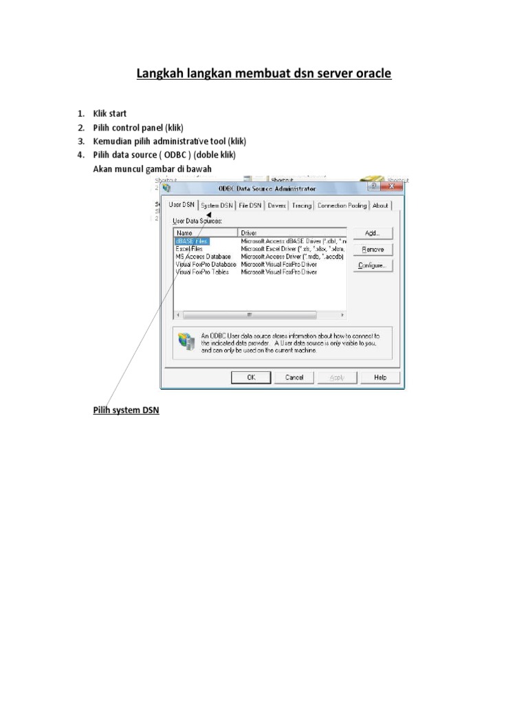 Langkah Langkan Membuat DSN Server Oracle | PDF
