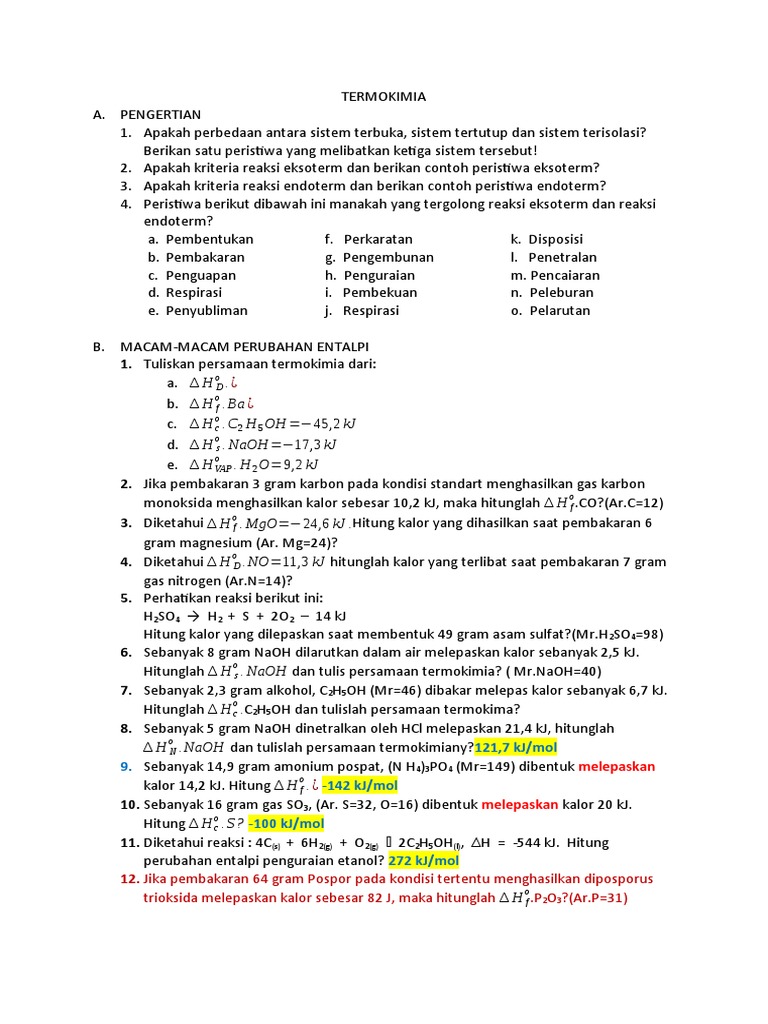Panduan Lengkap Termokimia dan Entalpi | PDF | Sains & Matematika | Teknologi & Rekayasa