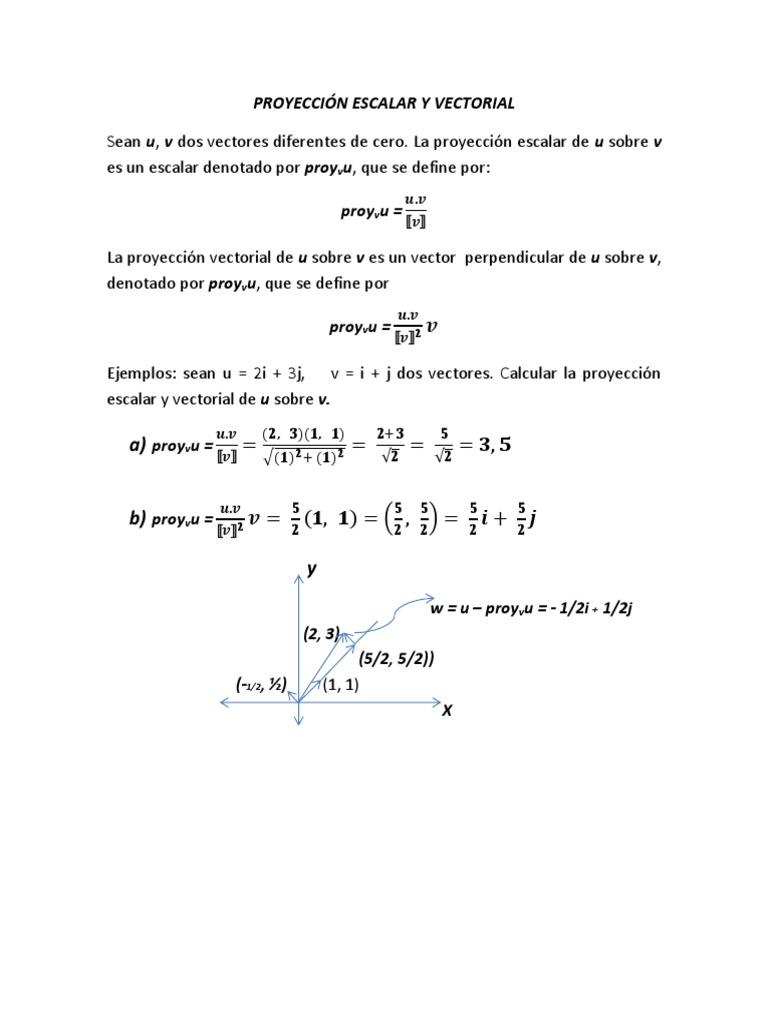 Proyección Escalar y Vectorial de Vectores | PDF | Vector Euclidiano ...