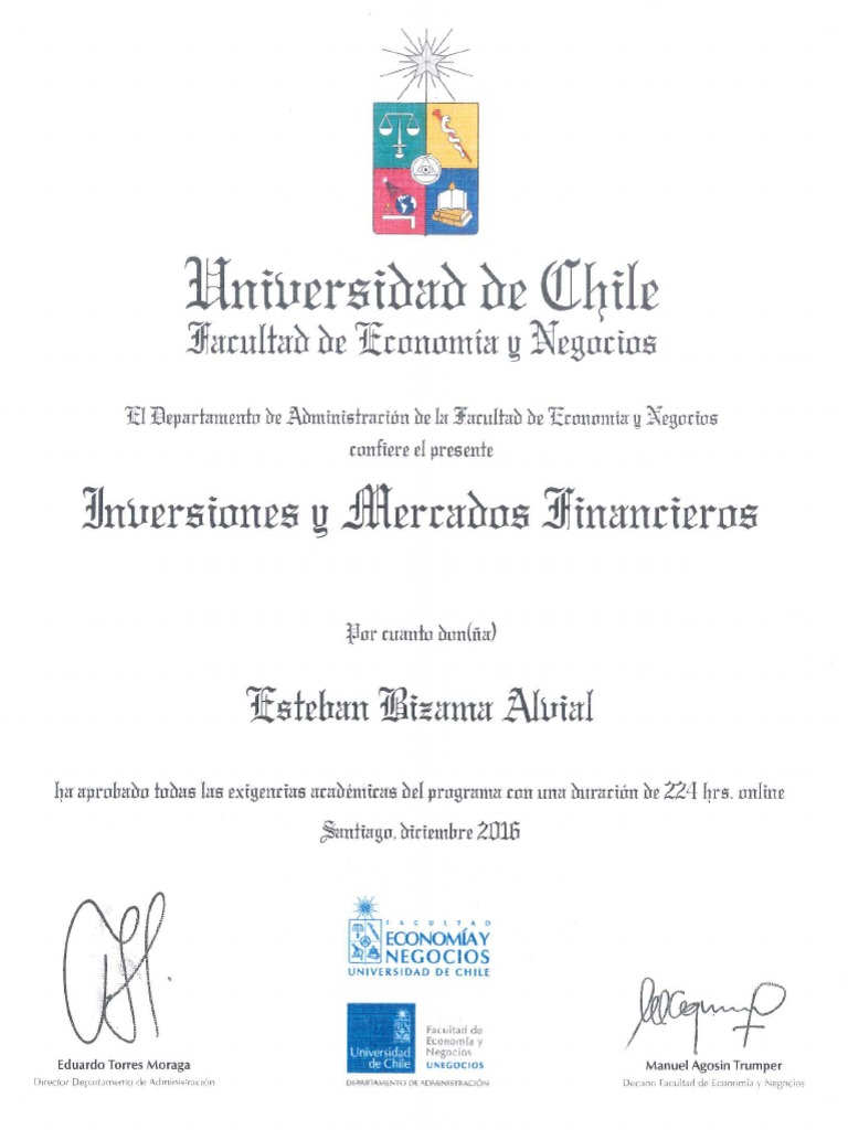 Modelo de Diploma - Universidad de Chile | PDF