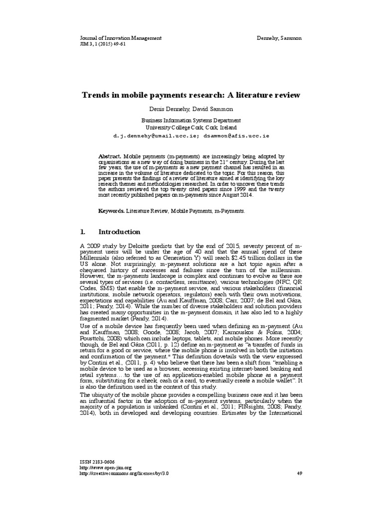 Trends in Mobile Payments Research | PDF | Innovation | Information System