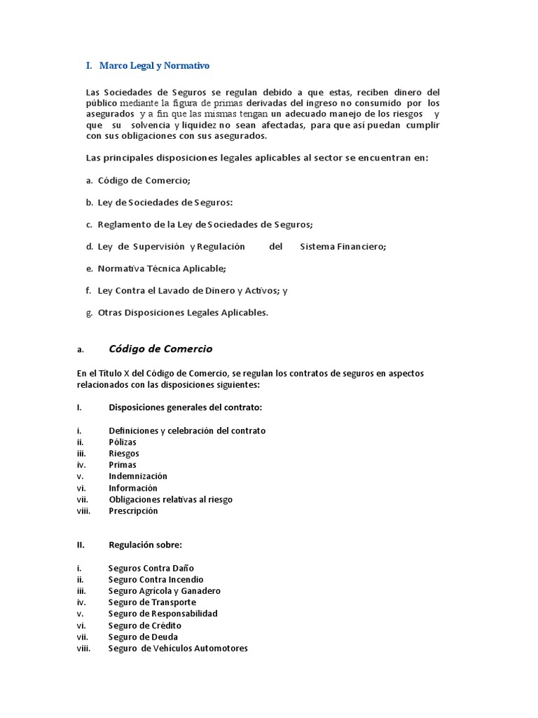 Marco Legal y Normativo Seguros | PDF | Póliza de seguros | Reaseguro