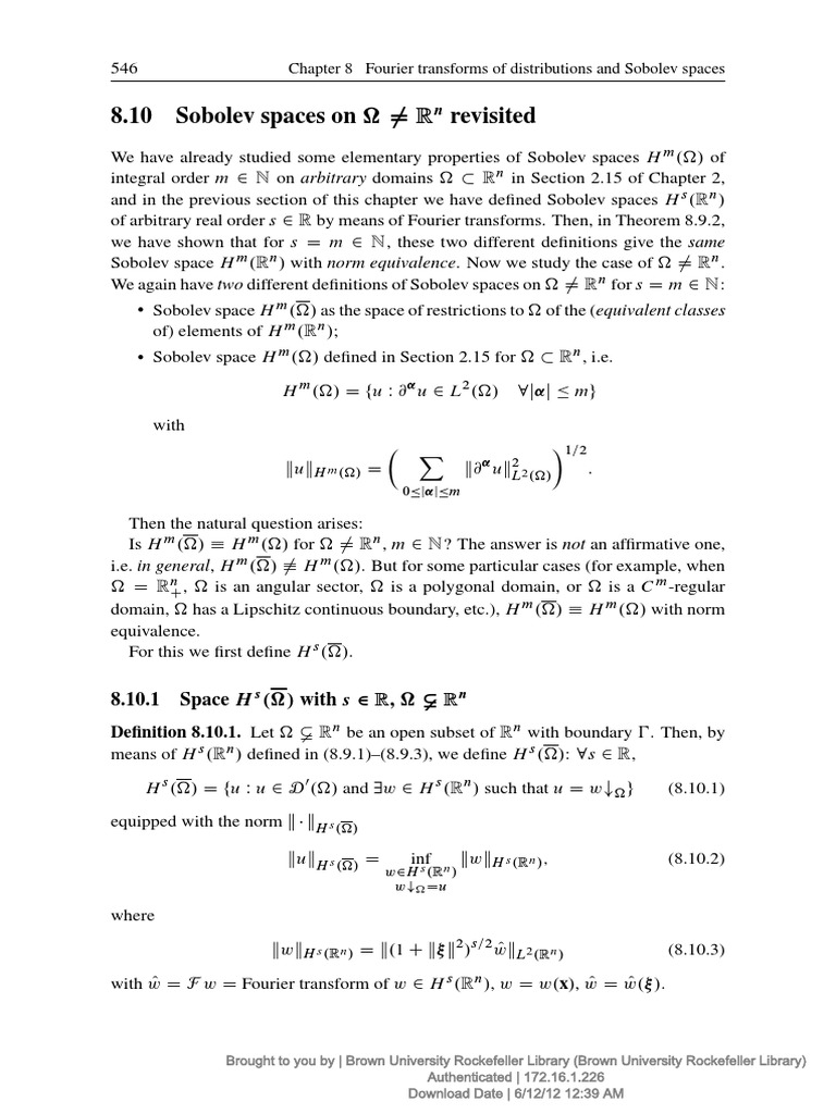 Sobolev Spaces | PDF | Distribution (Mathematics) | Topology
