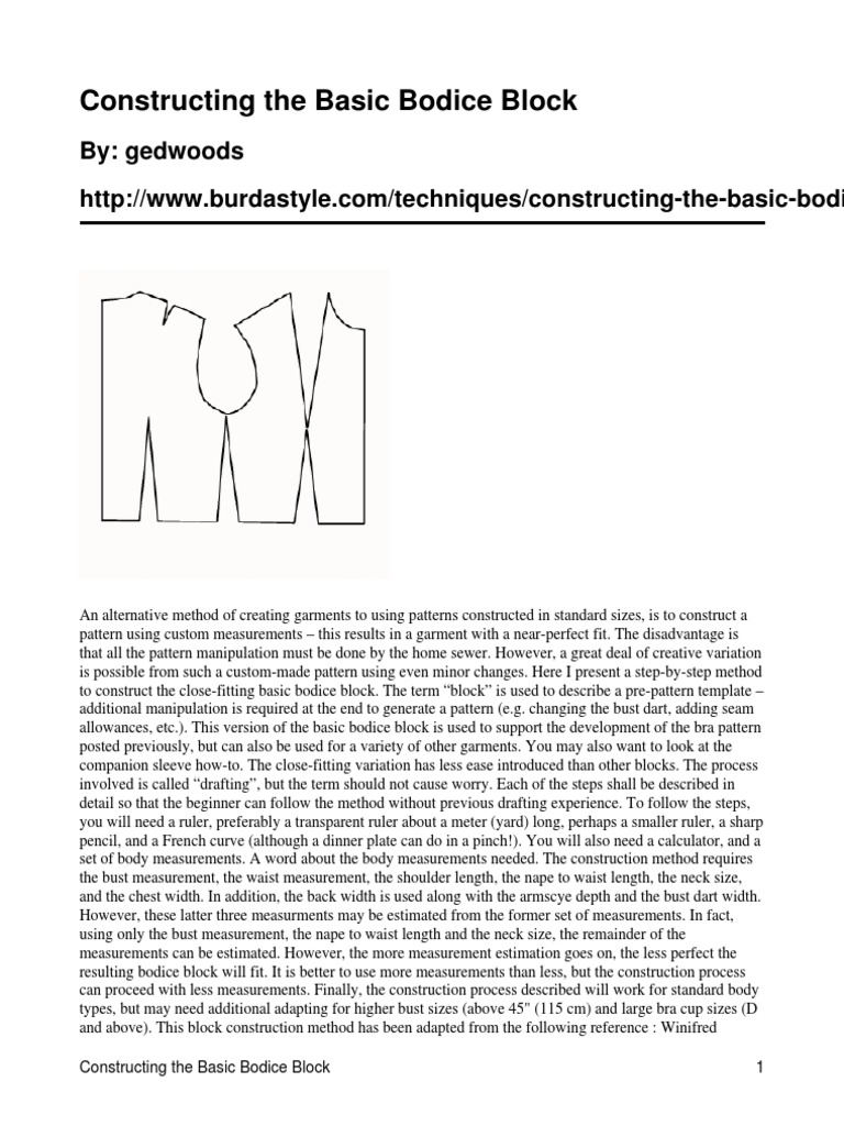 Constructing The Basic Bodice Block - Original | PDF | Measurement | Paper