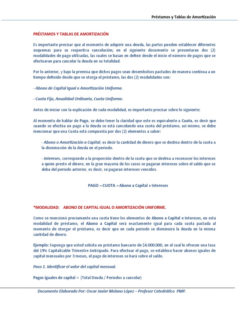 Taller No. 2 Prestamos - Amortización Periodos de Gracia | PDF | Amortización (Negocio) | Interés