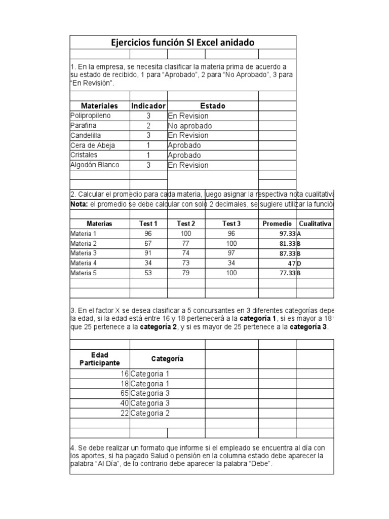 Ejercico Excel Noveno | PDF | Enseñanza de matemática | Business