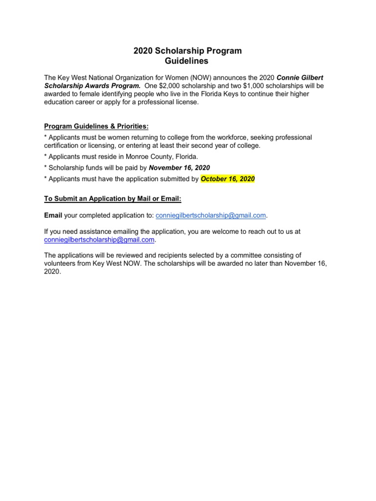 2020 Scholarship Application | PDF