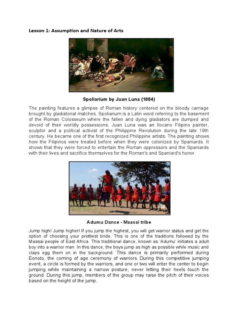Lesson 1: Assumption and Nature of Arts: Spoliarium by Juan Luna (1884 ...