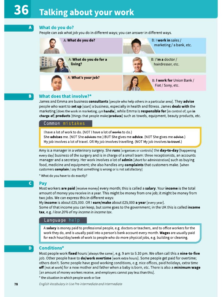 Vocabulary - Talking About Your Work | PDF