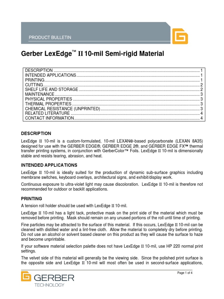 Gerber LexEdge II | PDF | Electrostatic Discharge | Materials