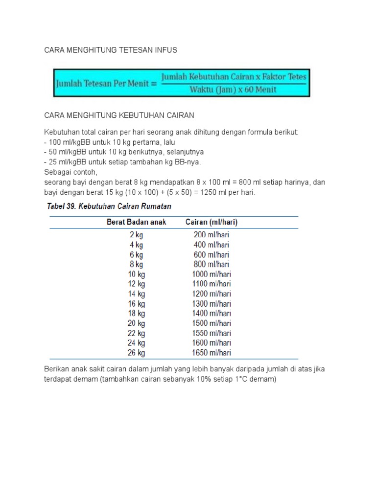 Cara Menghitung Tetesan Infus | PDF