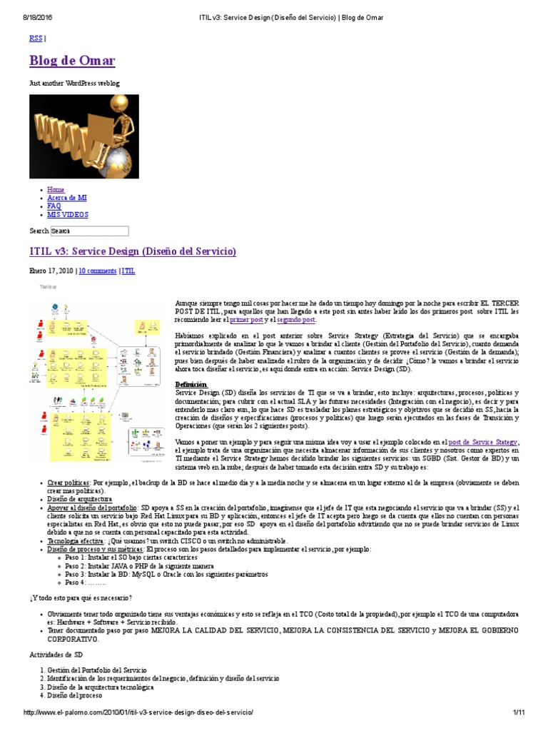 ITIL v3 - Service Design (Diseño Del Servicio) | Descargar gratis PDF ...