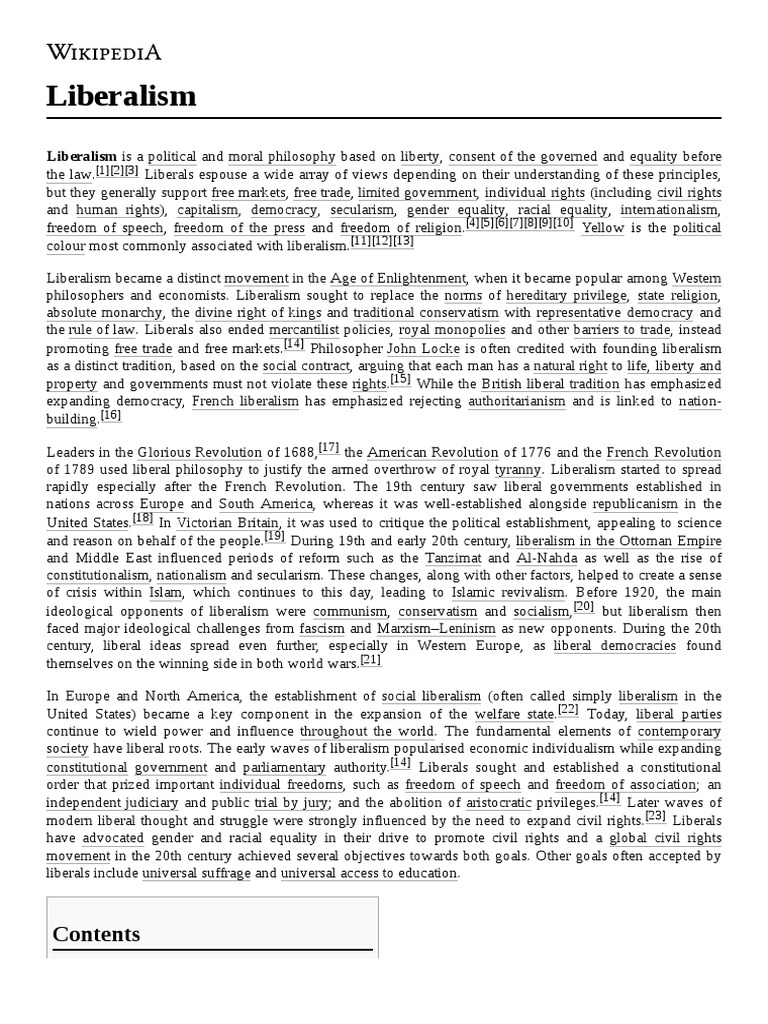 Liberalism Liberalism Is A Political And Moral Philosophy Based On