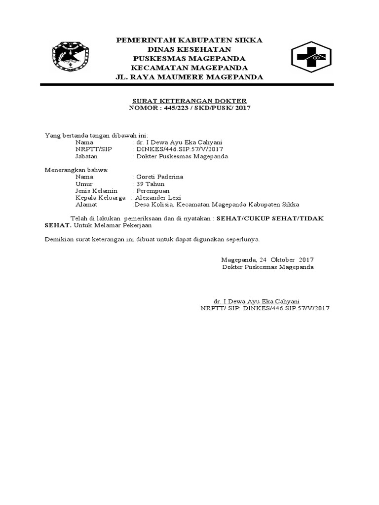 Surat Keterangan Rawat Inap | PDF