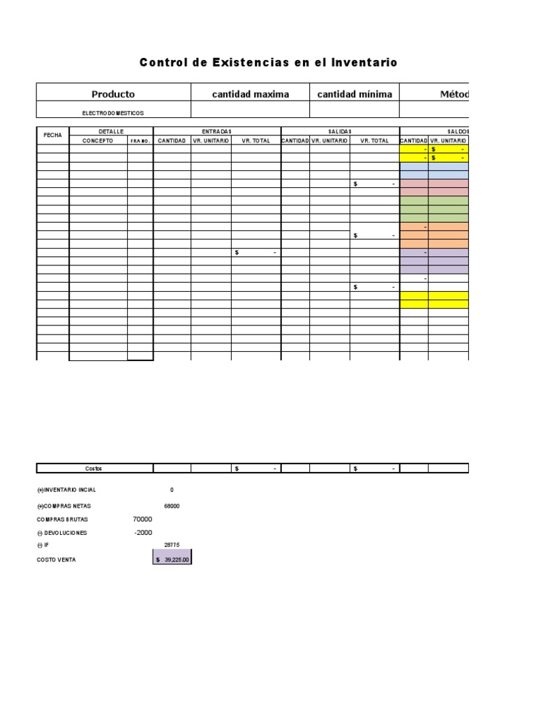 Formato de Kardex para Inventario Excel | PDF | Inventario | Informática