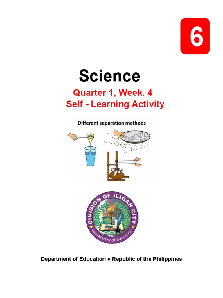 Science: Quarter 1, Week. 4 Self - Learning Activity | PDF | Filtration ...