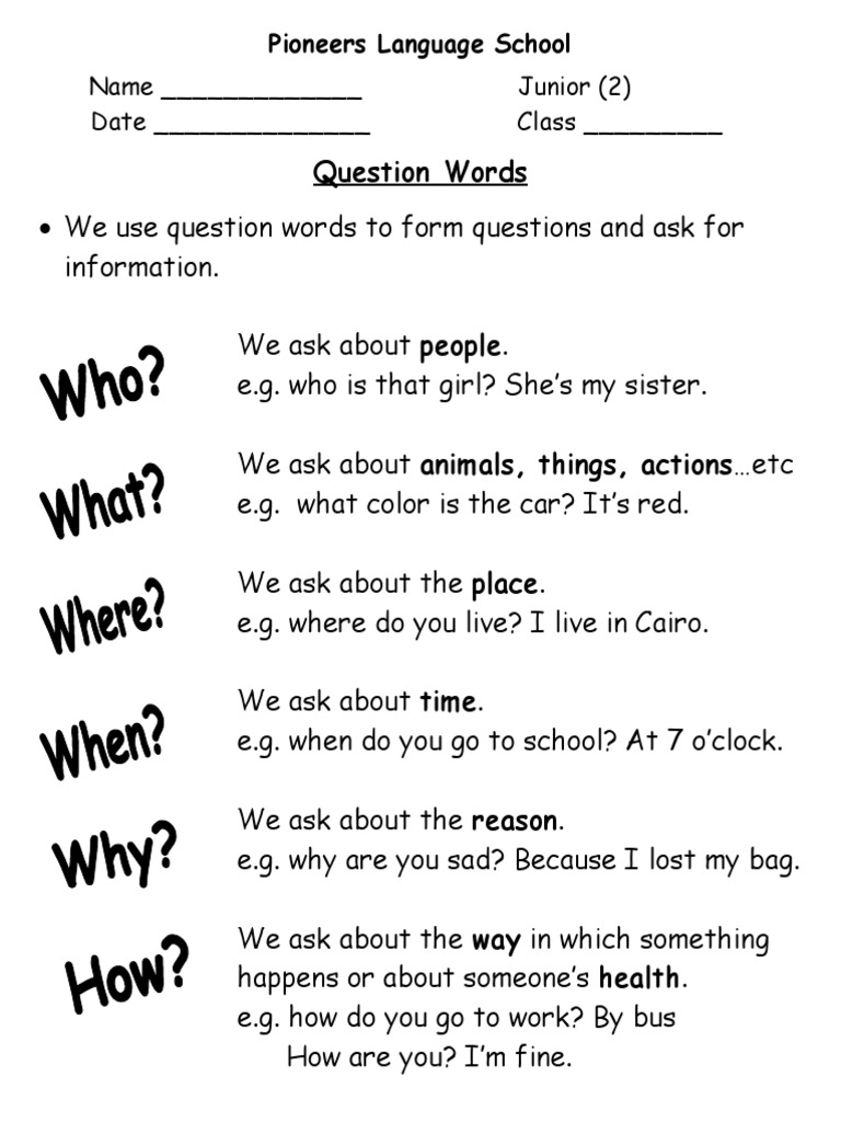 Understanding Question Words in English | PDF | Language Arts & Discipline