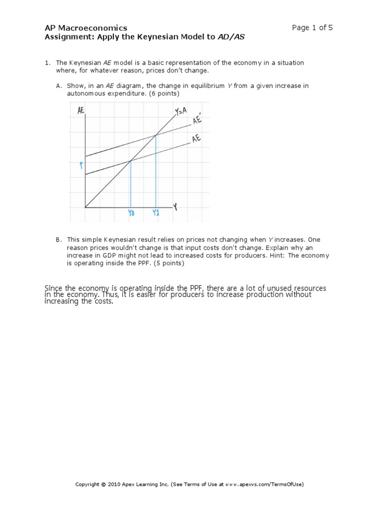 AP Macroeconomics: Assignment: Apply The Keynesian Model To AD/AS | PDF ...