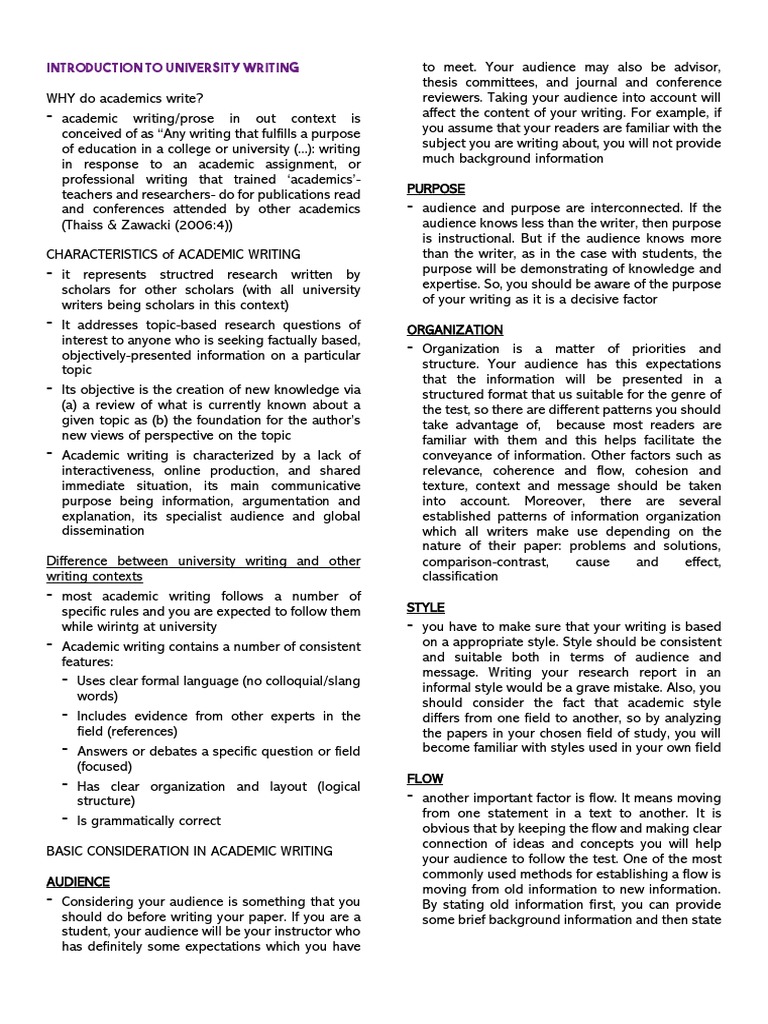Introduction To University Writing | PDF | Writers | University