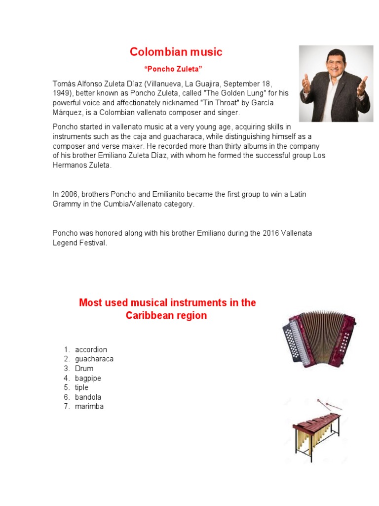 Colombian Music: Most Used Musical Instruments in The | PDF