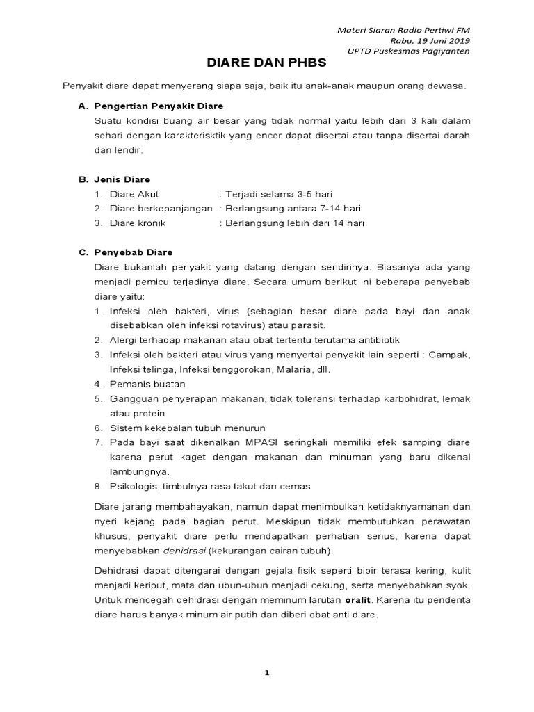 Diare Dan Phbs | PDF | Sains & Matematika