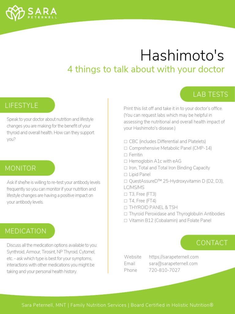 Hashimotos Checklist 4 Things To Discuss With Your Doctor | PDF
