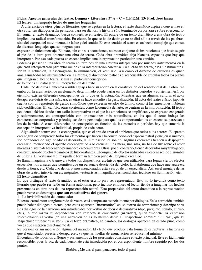 Aspectos Clave del Teatro Dramático | PDF | Teatro | Narrativa