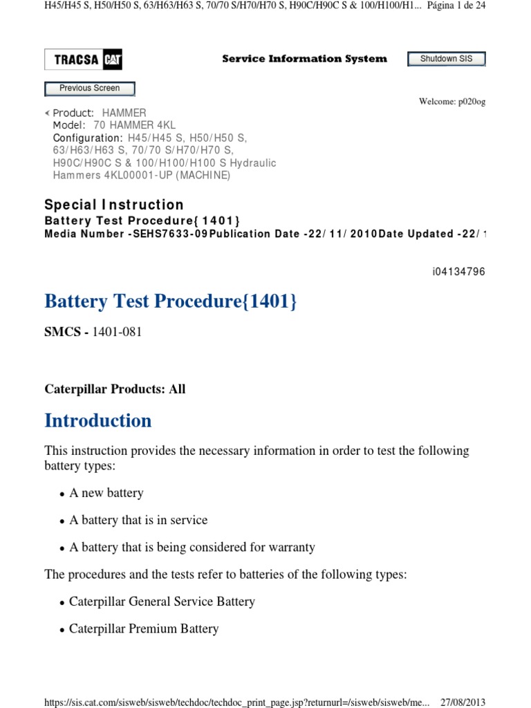 Battery Test Procedure | Download Free PDF | Rechargeable Battery ...
