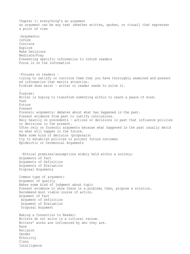 Everythings An Argument Notes | PDF | Argument | Credibility