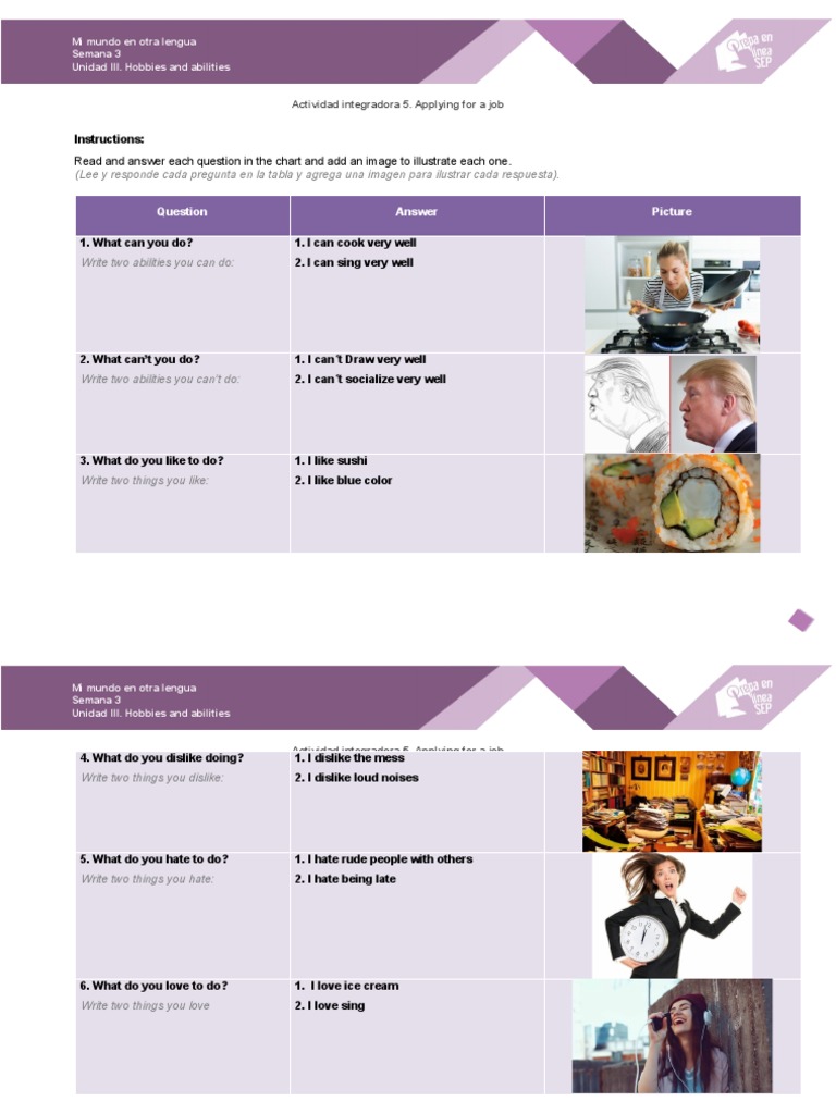 Instructions:: Read and Answer Each Question in The Chart and Add An ...