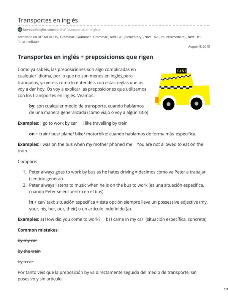 Transportes en Inglés PDF | PDF