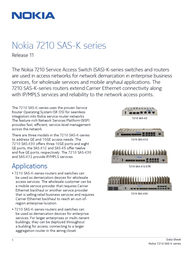 Nokia 7210 SAS-K Series: Applications | PDF | Multiprotocol Label ...