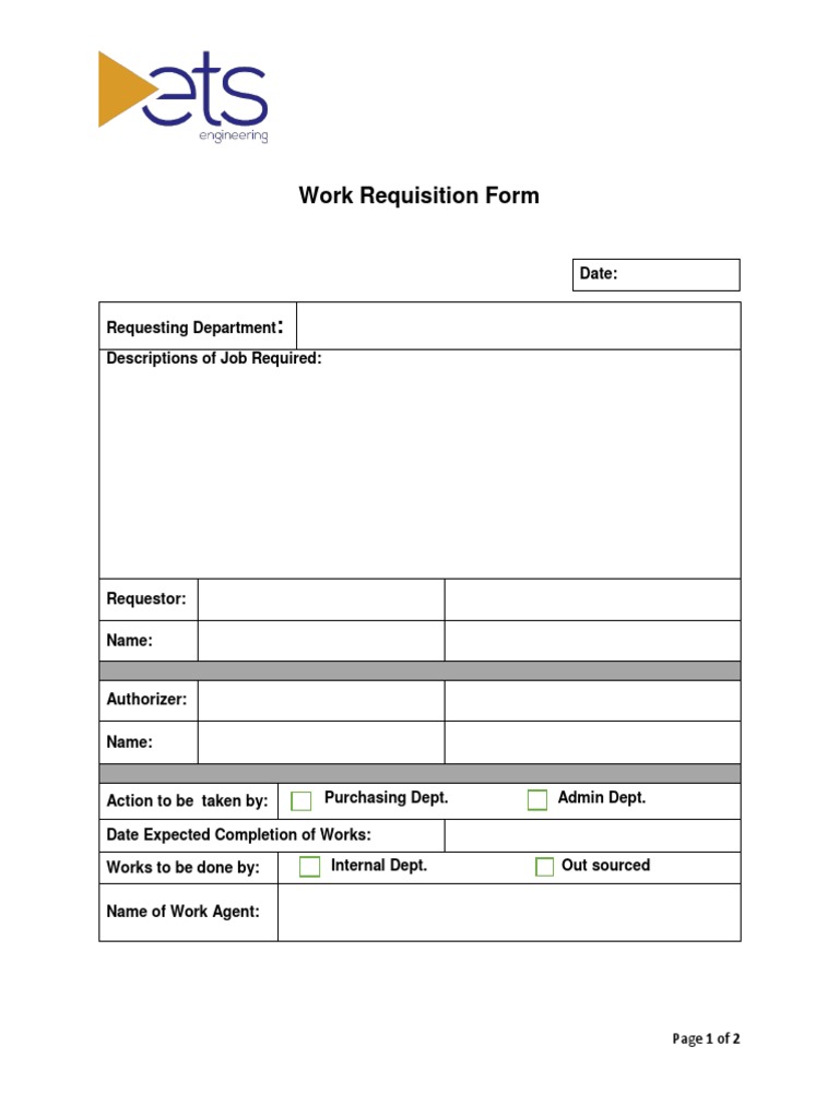 Work Requisition Form | PDF