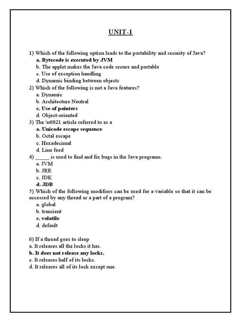 UNIT 1 Mcqs (IPT) | PDF | Java Virtual Machine | Java (Programming ... UNIT 1 Mcqs (IPT) | PDF | Java Virtual Machine | Java (Programming ...