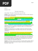 Shirley Jackson's "The Lottery" Analysis | PDF