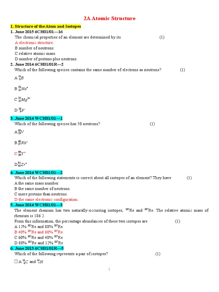 Topic 2 Atomic Structure and The Periodic Table | Download Free PDF ...