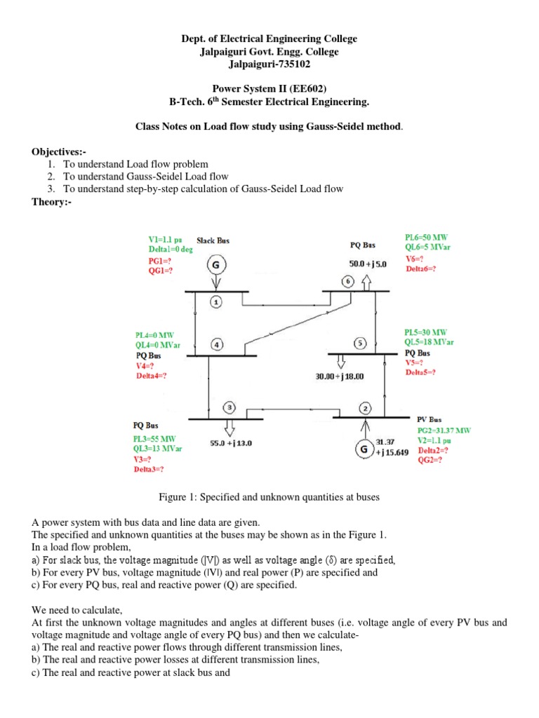 Load Flow Study Using Gauss-Seidel Method GSLF Theory and Tutorial PDF ...