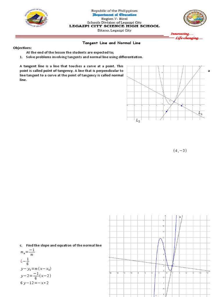 Normal and Tangent Line | PDF