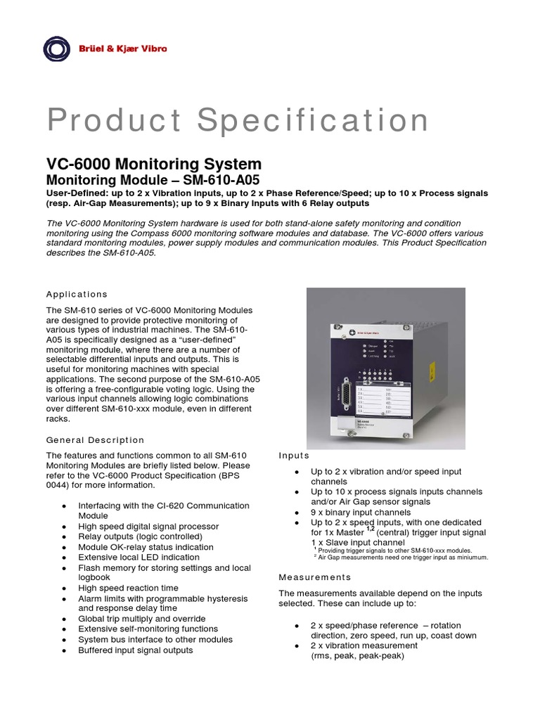 Product Specification: VC-6000 Monitoring System | PDF | Sensor | Input ...
