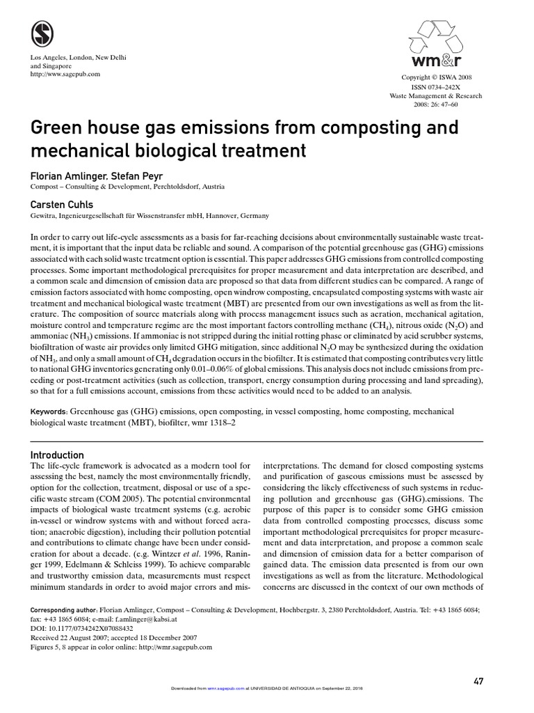 Waste Manag Res-2008-Amlinger-47-60 | PDF | Greenhouse Gas | Compost