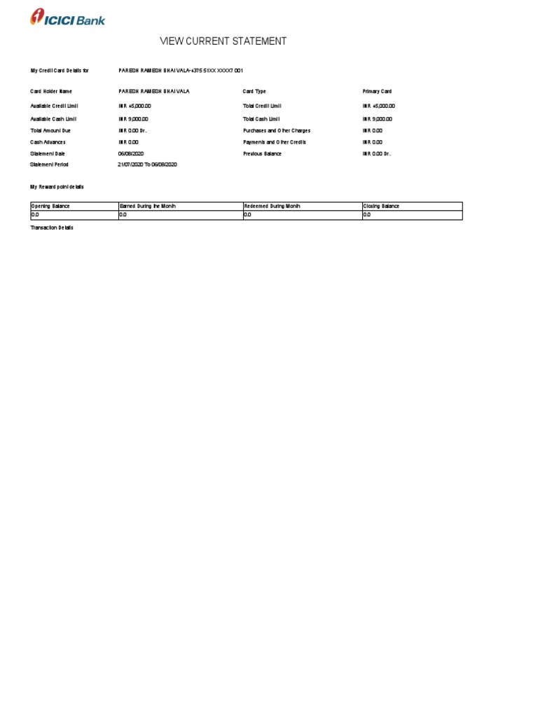 Credit Card Statement Summary | PDF | Finance & Money Management