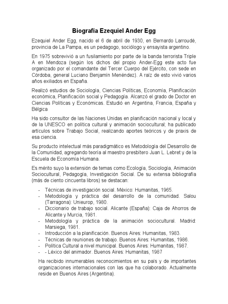 Biografía Ezequiel Ander Egg | PDF