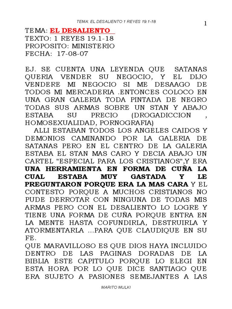 1 Reyes 19 El Desaliento | PDF | Elijah | Libros de reyes