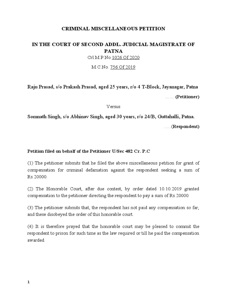 Criminal Miscellaneous Petition | PDF | Public Sphere | Virtue