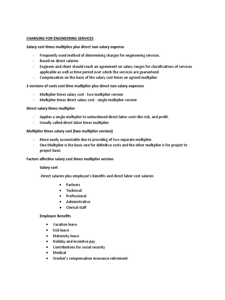 Report 3 Charging of Engineering Services | PDF | Salary | Cost