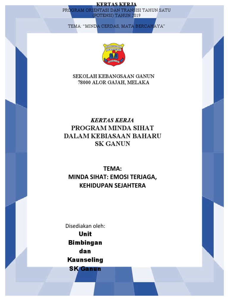 Kertas Kerja Program Minda Sihat SKG 2020 | PDF